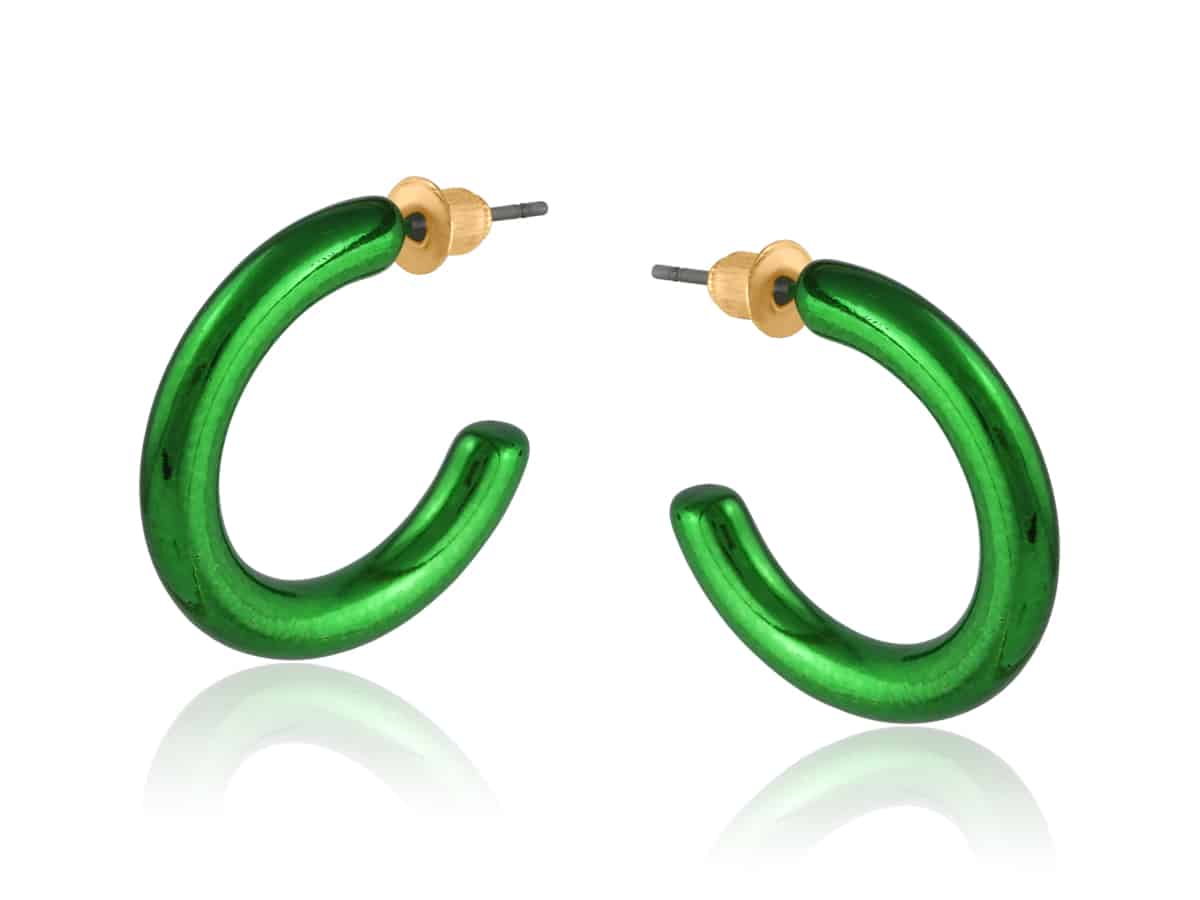 Viara Large Hoop Earring Green - Big Metal London – Lark London